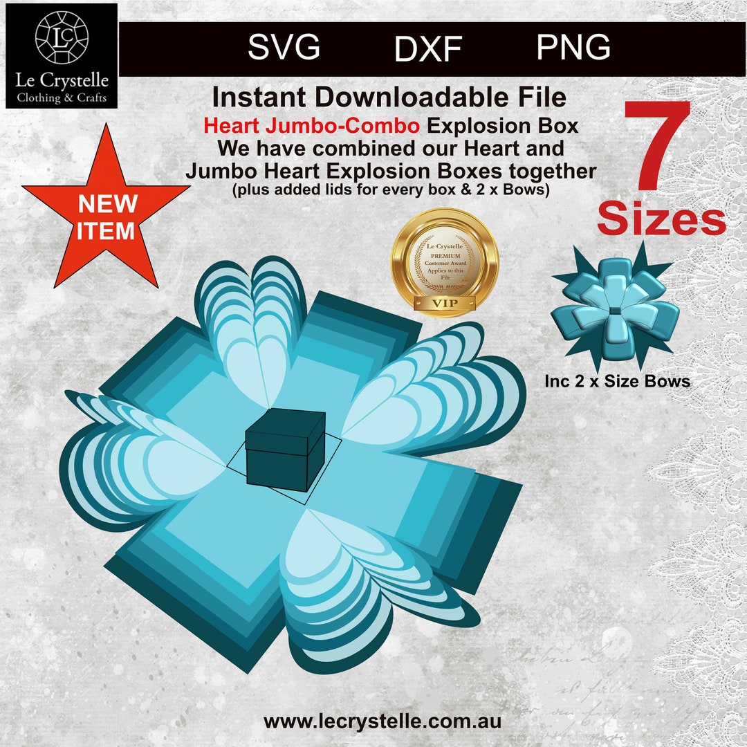 Heart Explosion Box SVG File/jumbocombo/mega Explosion Box/heart Box ...