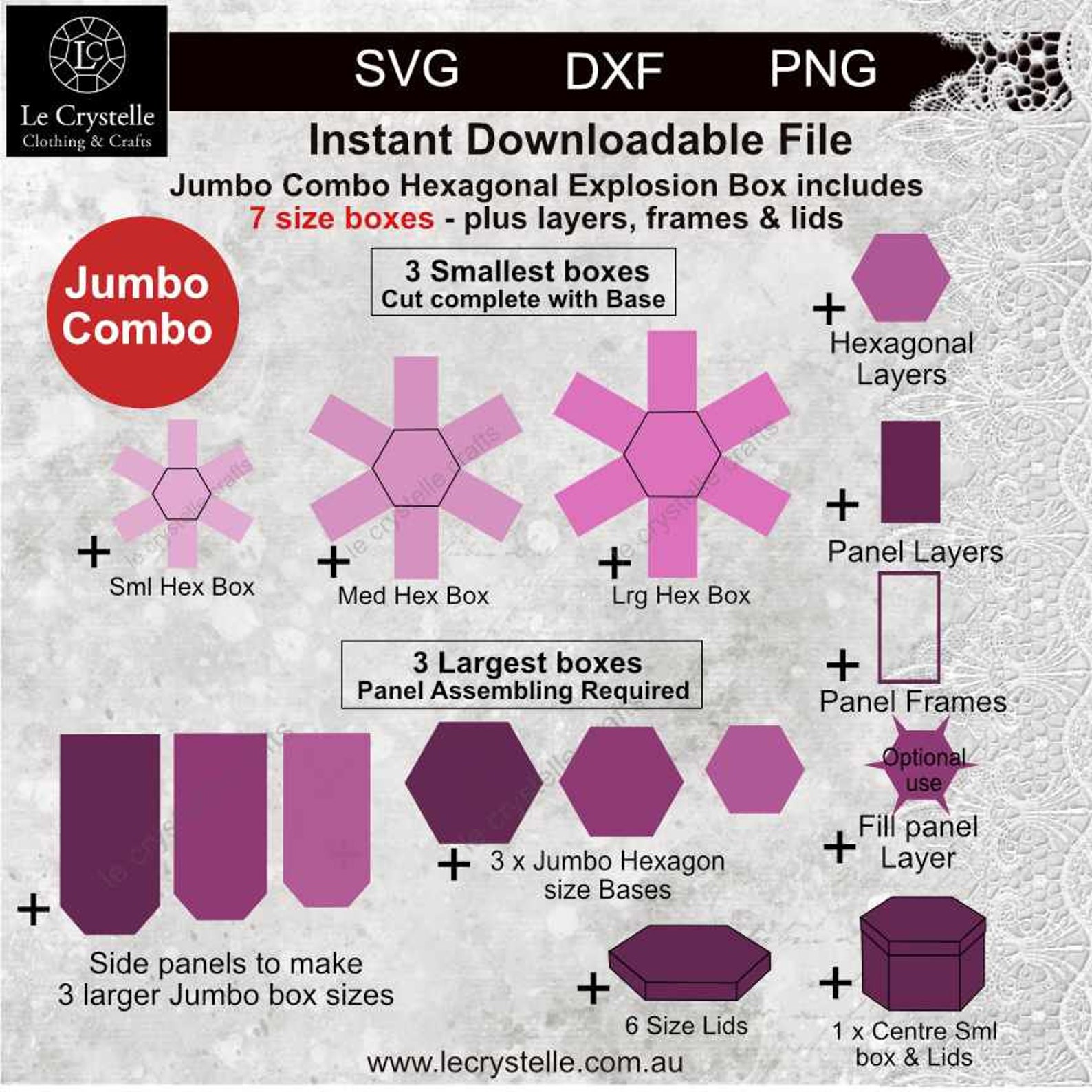 Hexagon Explosion Box SVG File/jumbocombo/mega Explosion | Etsy
