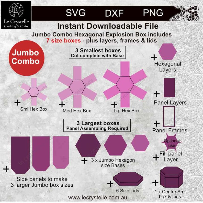 Hexagon Explosion Box SVG File/jumbocombo/mega Explosion | Etsy
