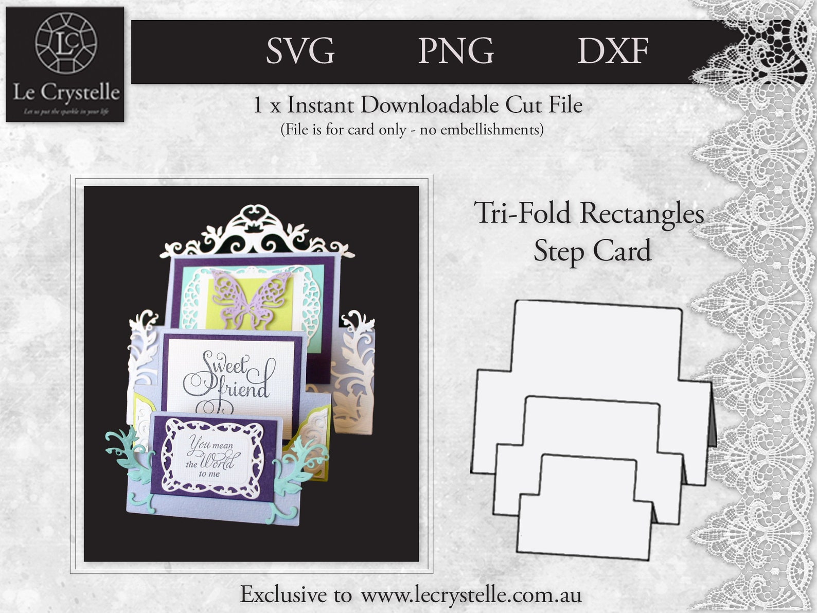 SVG Cut File Card/trifold Rectangles Step Card/step Card Template/svg ...