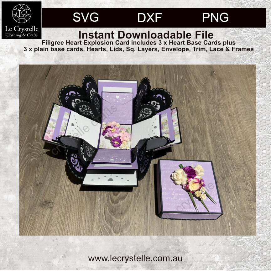 Heart Explosion Box SVG /filigree Heart Cut File/exploding - Etsy