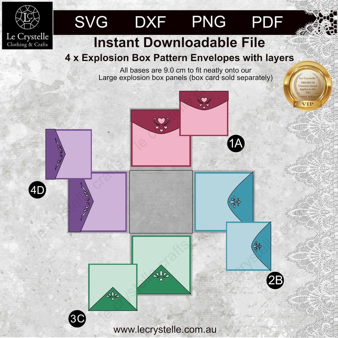 Explosion Box Envelope Patterned Cut File Svg/exploding Card Envelope ...