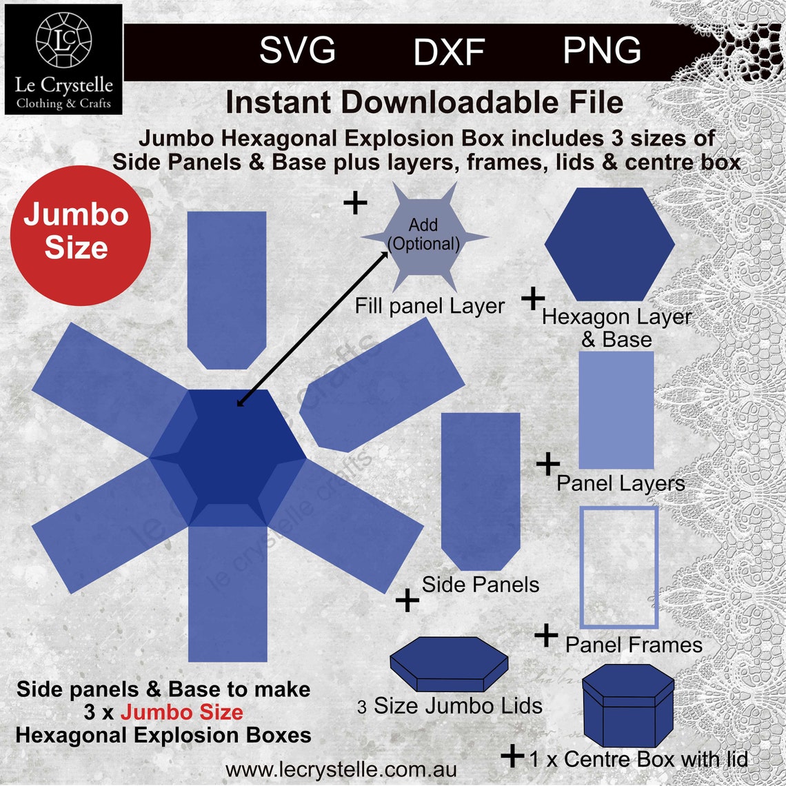 Explosion Box Hexagonal Large /SVG Cut File/hexagon Box - Etsy