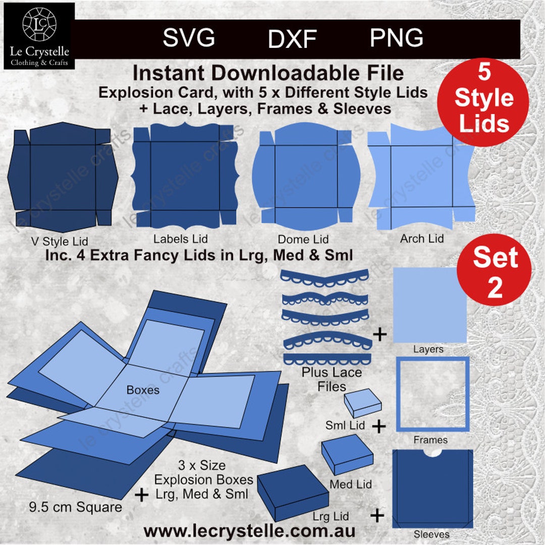 Explosion Box SVG /cut File With Five Lids/set 2 - Etsy