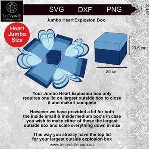 Heart Explosion Box Large /jumbo Heart/svg Cut File/heart Box Template ...