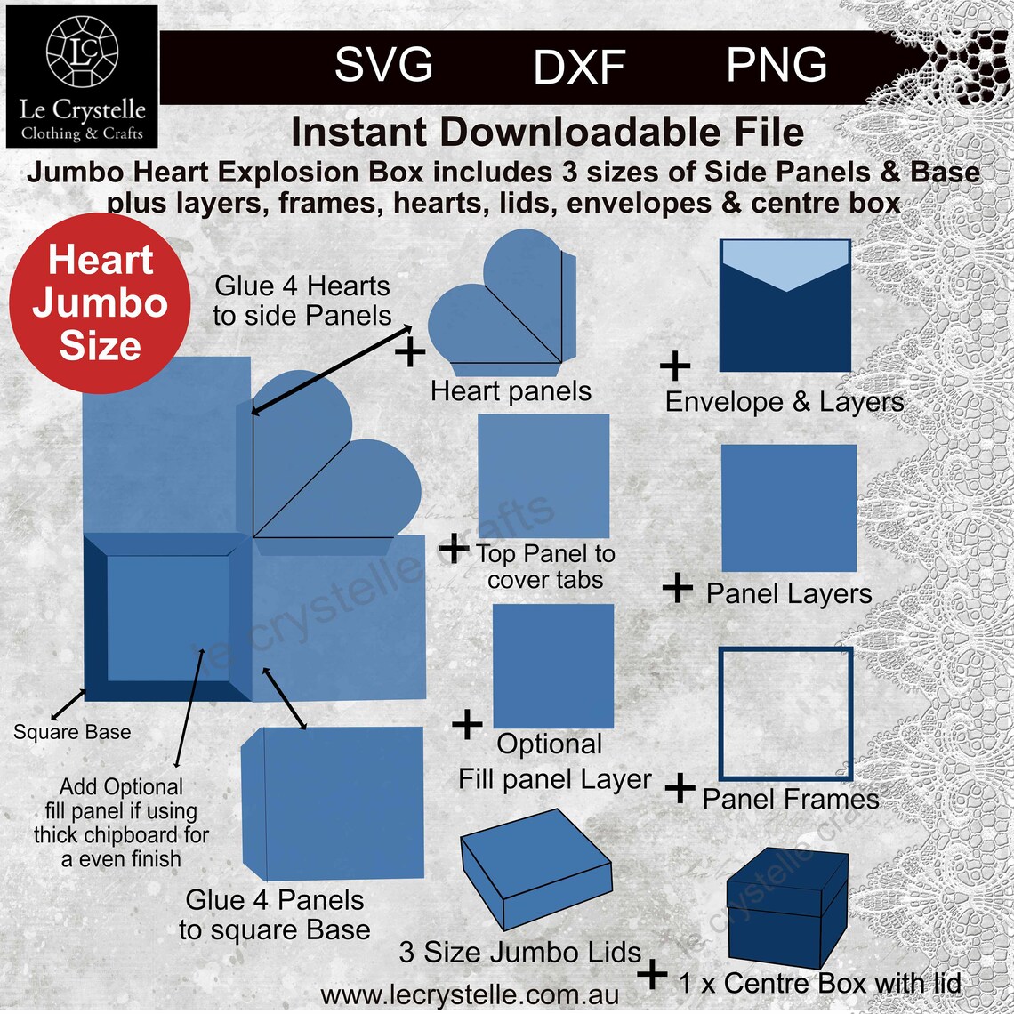 Heart Explosion Box Large /jumbo Heart/svg Cut File/heart Box | Etsy