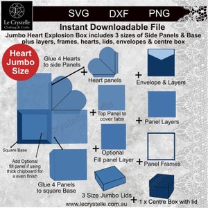 Heart Explosion Box Large /jumbo Heart/svg Cut File/heart Box Template ...