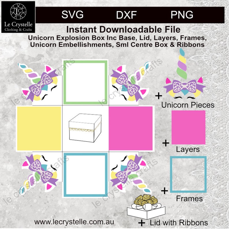 Explosion Box Unicorn Svg/cut File/unicorn Exploding Card Template/svg ...