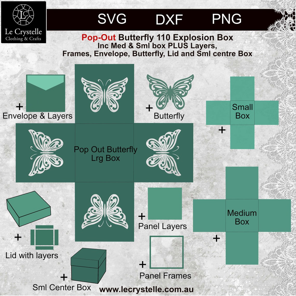 Butterfly Explosion Box Pop Out 110/SVG Cut File/exploding | Etsy
