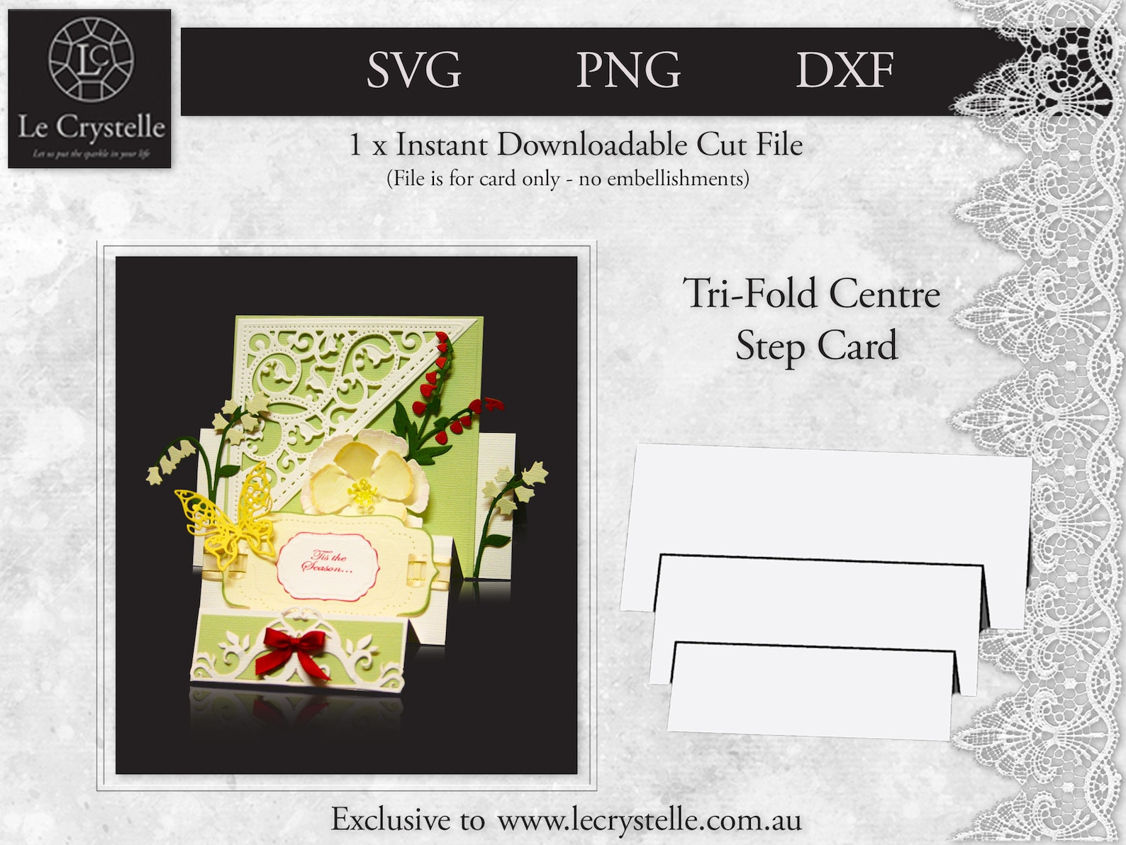 SVG Cut File Card/tri-fold Centre Step Card/step Card Template/svg ...