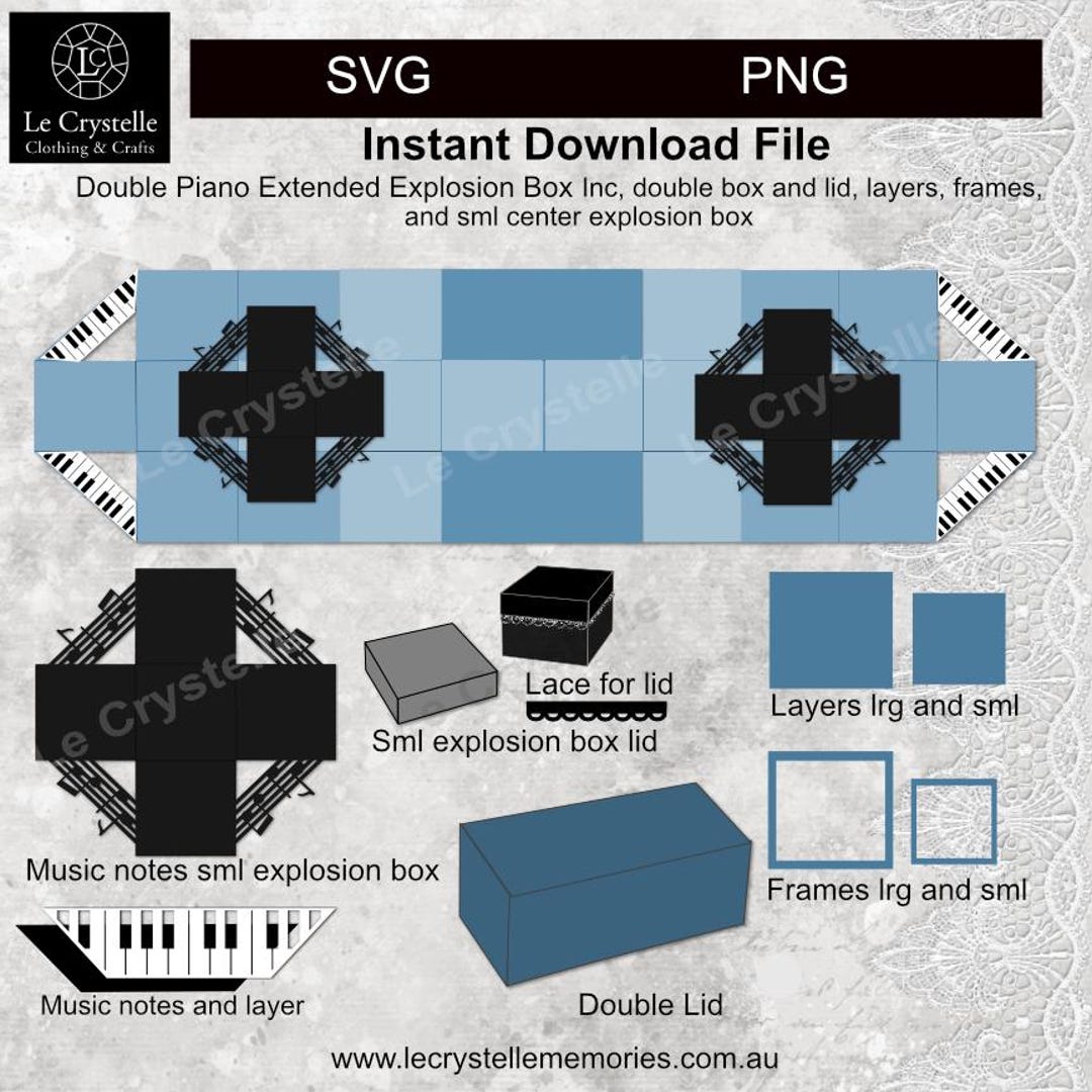 Piano Double Explosion Box/explosion Square Infinity Box/svg Cut File ...