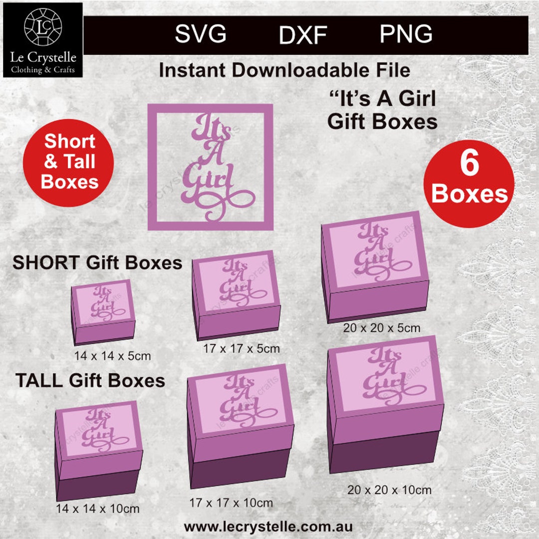 Square Gift Box /svg Box Cricut/box Template/boxes Svg /it’s a Girl ...