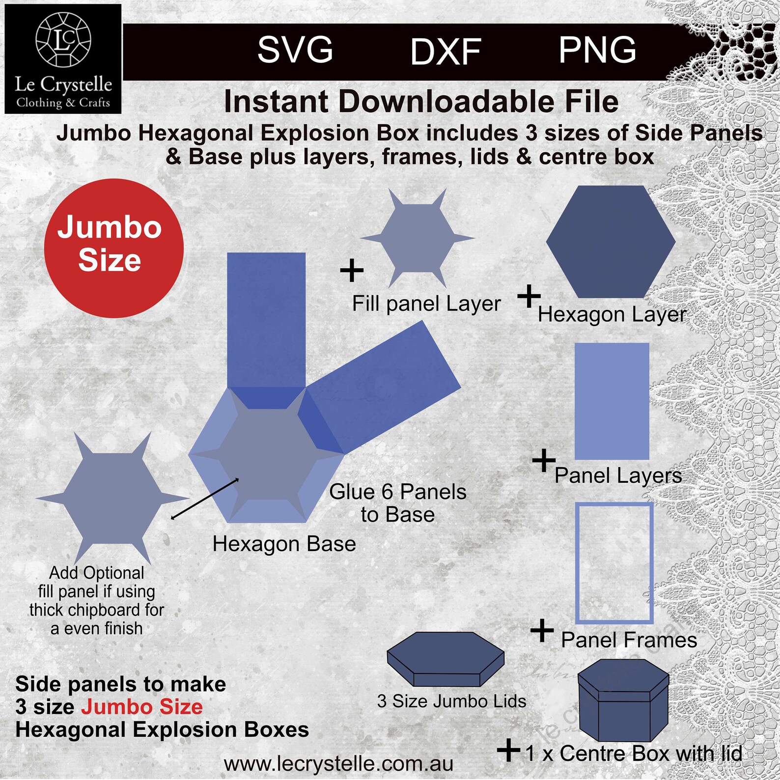 Explosion Box Hexagonal Large /SVG Cut File/hexagon Box - Etsy