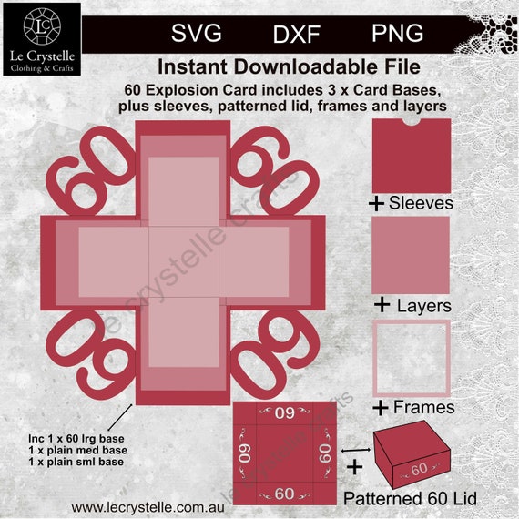 Explosion Box 60th /birthday Card Cut File/exploding Card | Etsy