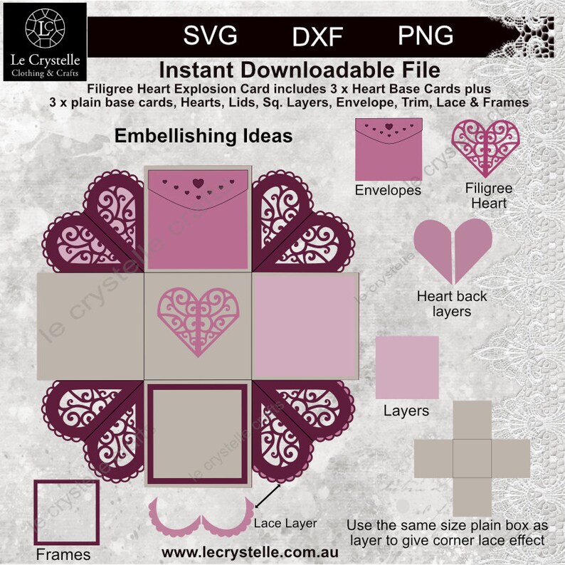 Heart Explosion Box SVG /filigree Heart Cut File/exploding Card ...