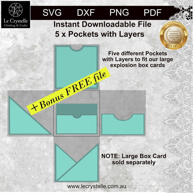 Explosion Box SVG /cut File With Five Lids/set 2 Lids/exploding Card ...