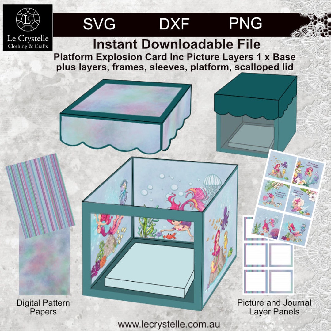 Explosion Box With Platform Digital Svg/mermaid Theme/cut File ...
