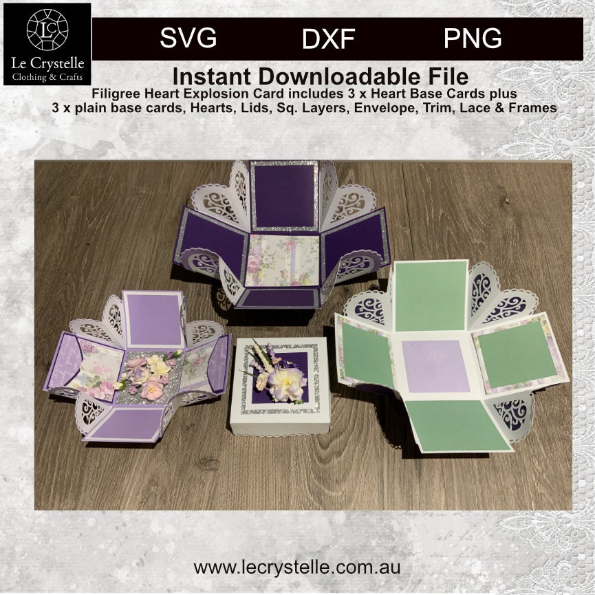 Heart Explosion Box SVG /filigree Heart Cut File/exploding - Etsy