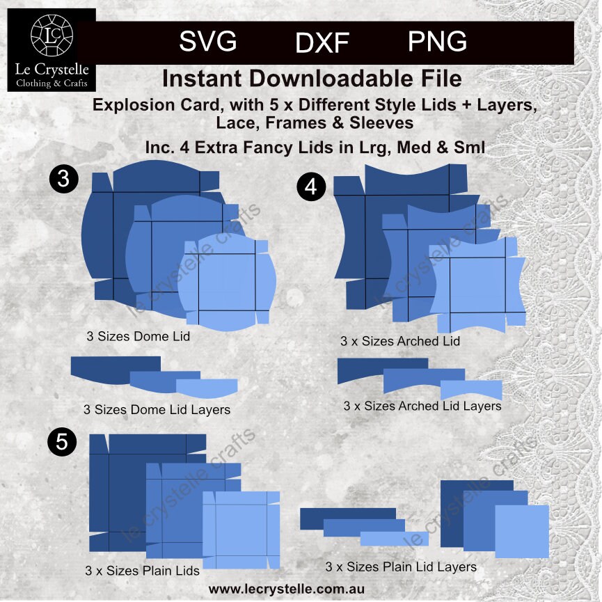 Explosion Box SVG /cut File With Five Lids/set 2 Lids/exploding Card ...
