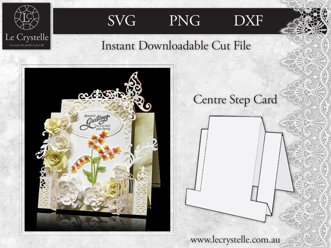 SVG Cut File Card/centre Step Card/step Card Template/svg Cards/folding ...