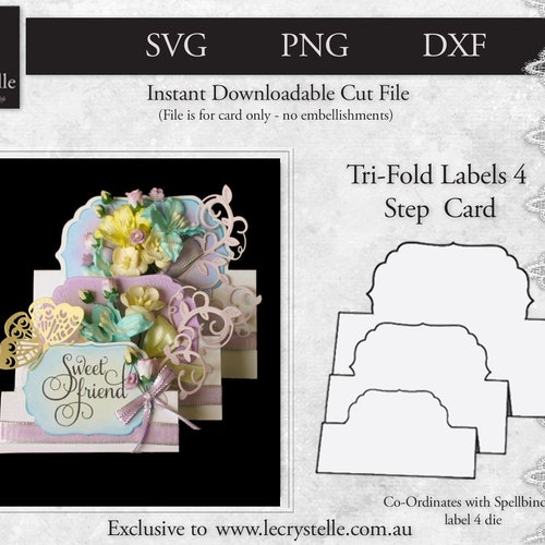 SVG Cut File Card/trifold Labels 4 Step Card/step Card - Etsy