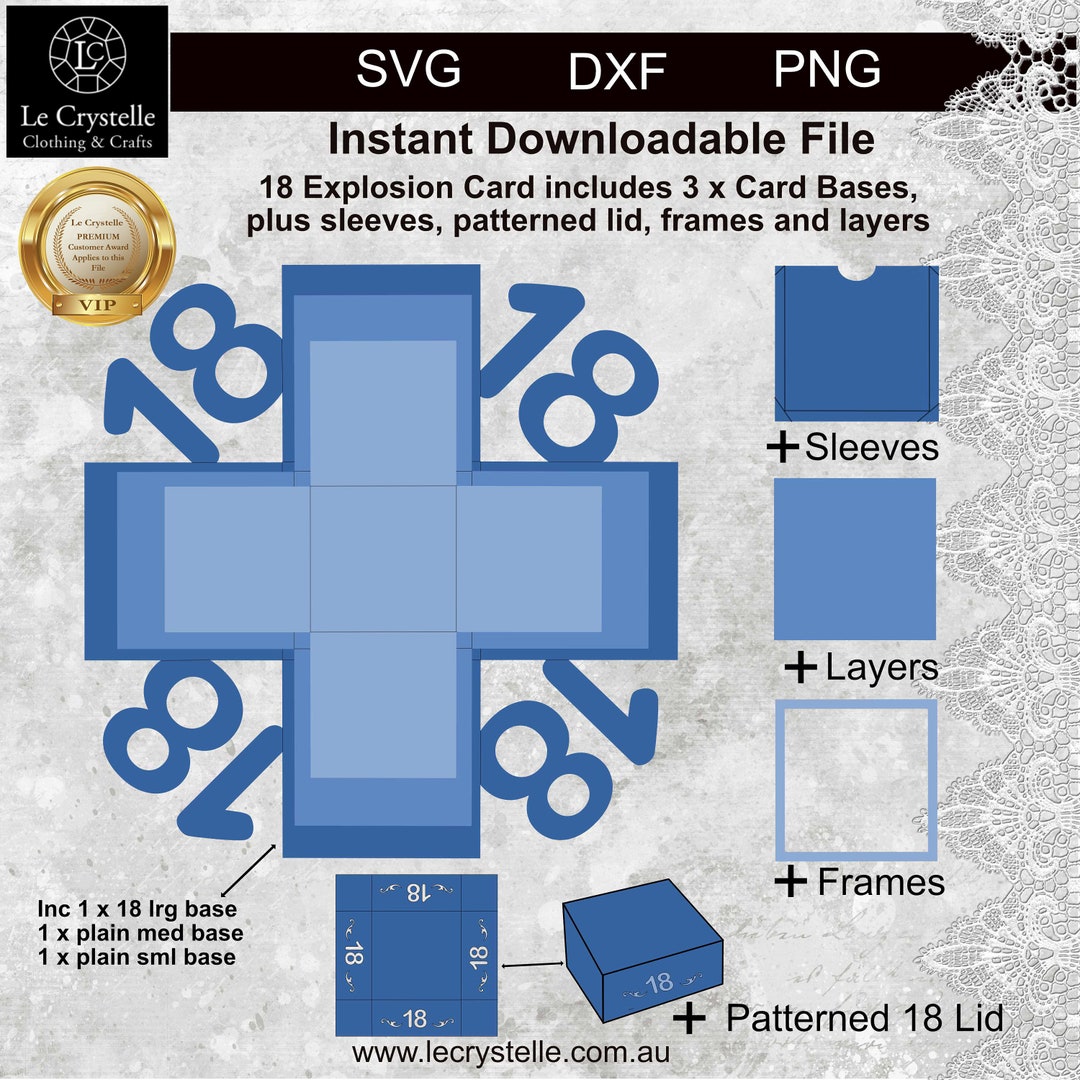 Explosion Box 18th /18th Birthday Card Cut File/exploding Card Template/svg Cards/18th Birthday ...