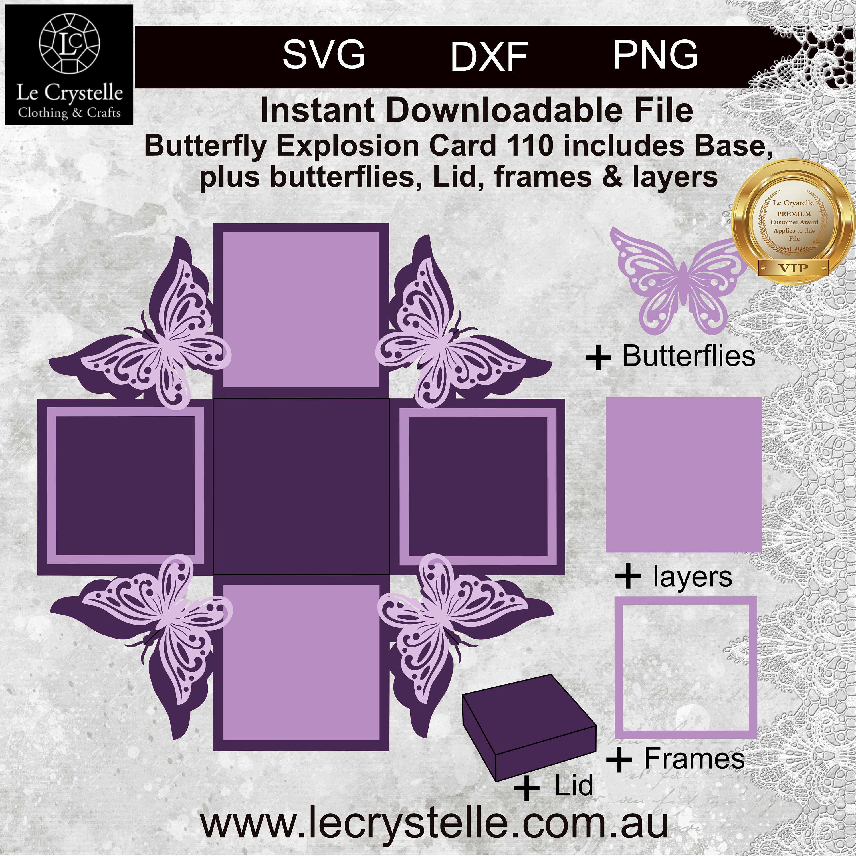SVG Butterfly Explosion Box 110/cut File/exploding Card Template/svg ...