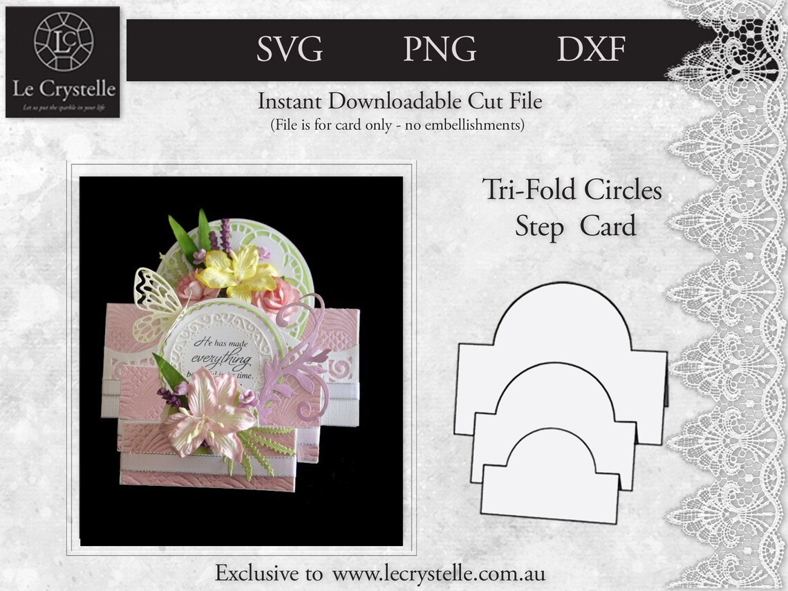 SVG Cut File Card/trifold Circles Step Card/step Card Template/svg ...