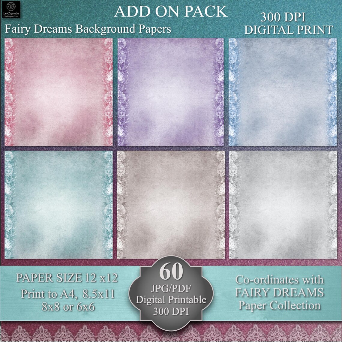 Digital Background Paper Fairy Dreams/12x12/diy Background Paper ...