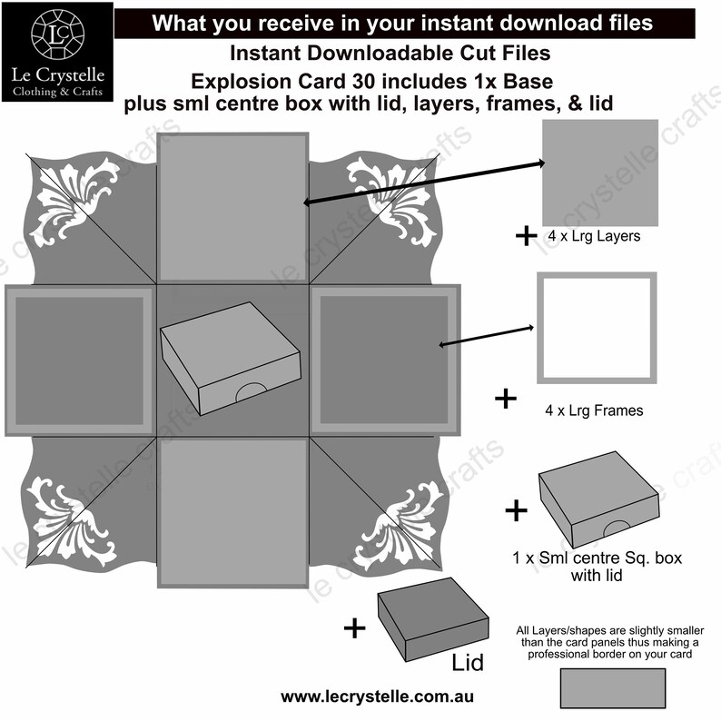 Explosion Box Svg 30/cut File/exploding Card Template/svg Cards/folding ...