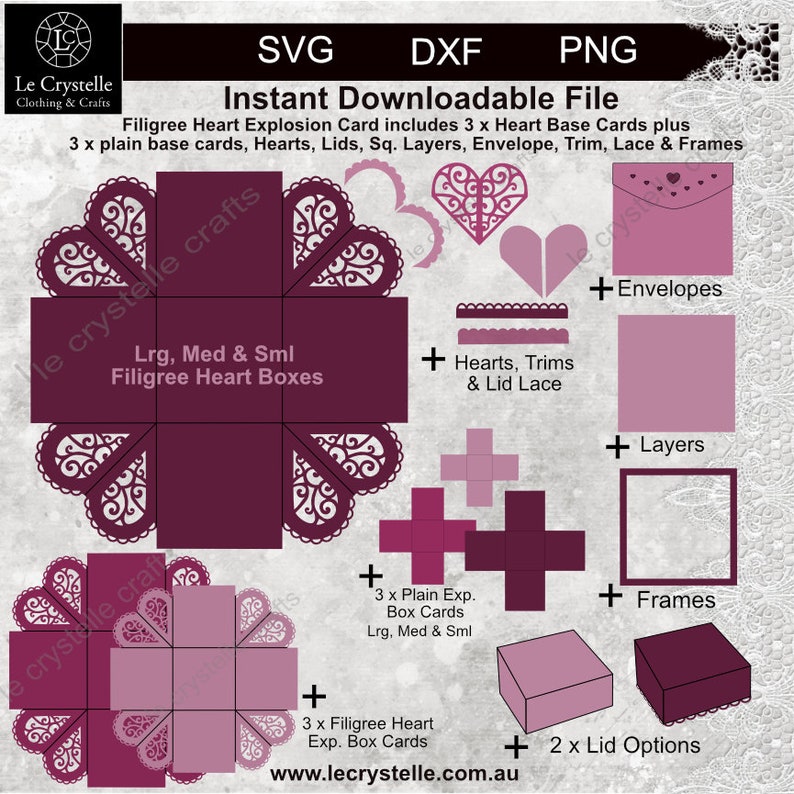 Heart Explosion Box SVG /filigree Heart Cut File/exploding - Etsy