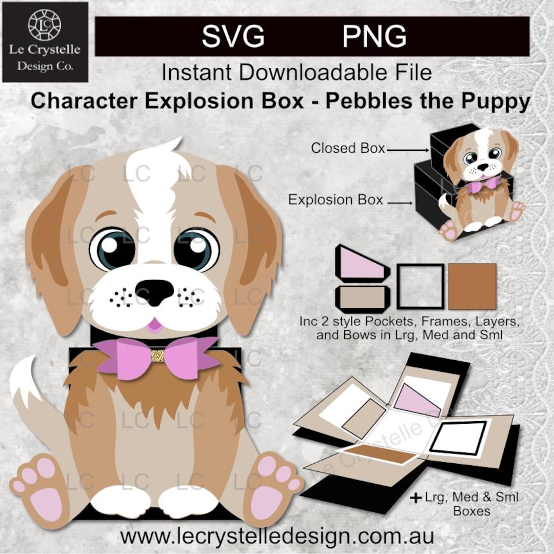 Explosion Box Cute Puppy Character /cut File/exploding Card Template ...