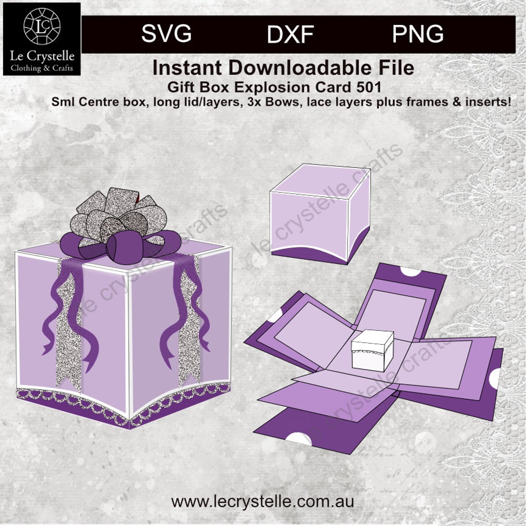Explosion Box 501/SVG Explosion Box Cut File/long Lid/christmas Exploding Card Template/svg ...