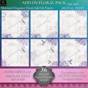 Digital Floral Pattern Paper Mermaid Charm/12x12/diy Patterned Paper ...