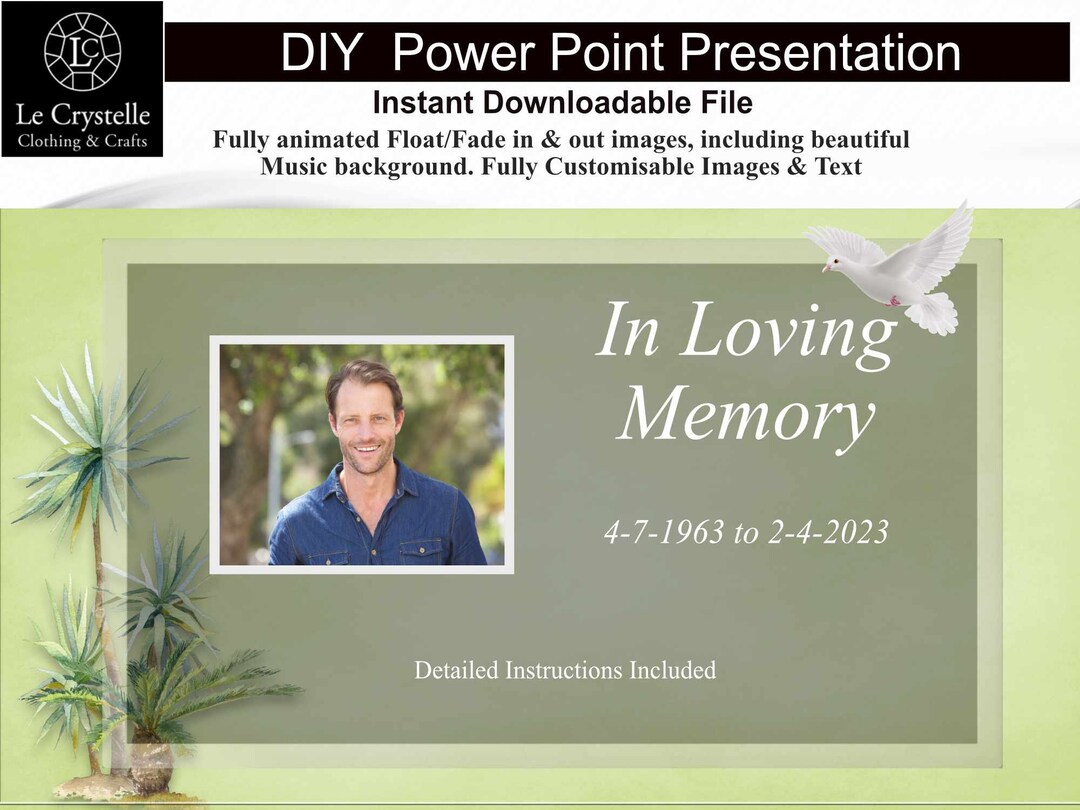 Funeral Slide Show Presentation Template/video/power Point/celebration ...