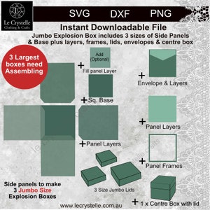 Explosion Box SVG File /jumbocombo 5 Lids/mega Explosion Box/svg Cut ...