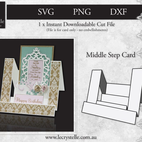 SVG Cut File Card/middle Step Card/step Card Template/svg - Etsy
