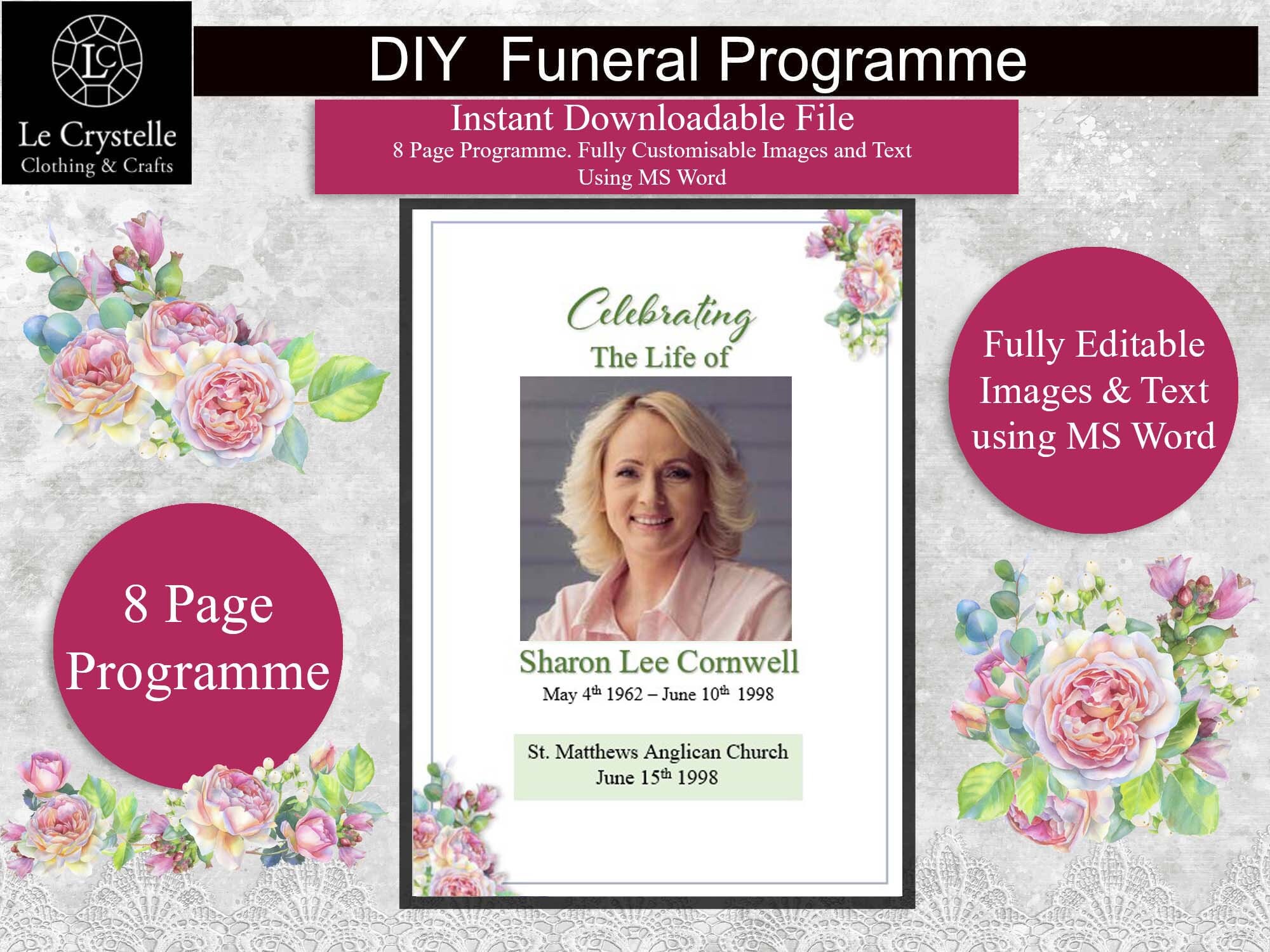 Funeral Program Template/word Template/celebration of | Etsy
