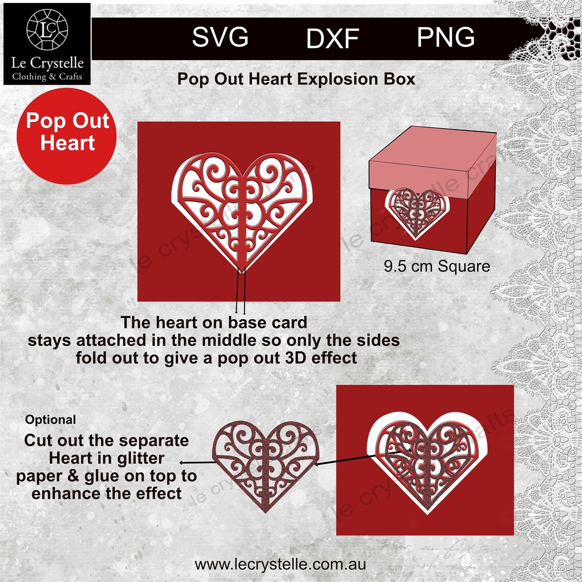 Heart Explosion Box Pop Out /SVG Cut File/exploding Card - Etsy