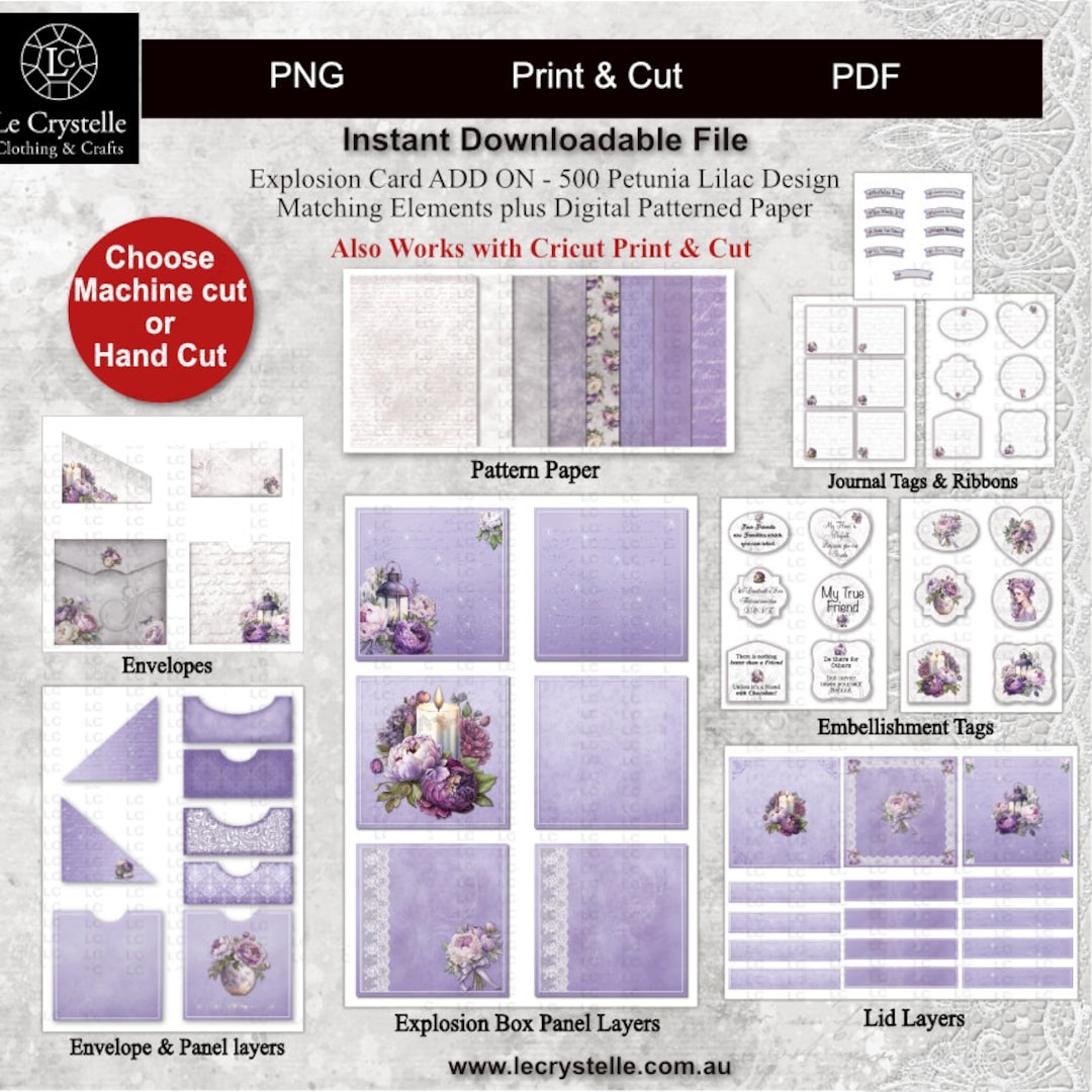 Explosion Box Pattern Paper Lilac/exploding Box Card Paper /patterned ...