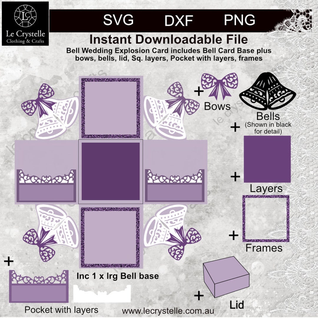 Wedding Bell Explosion Box/svg Explosion Card/bell Card/wedding ...