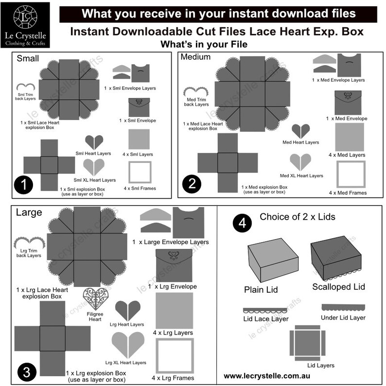 Heart Explosion Box SVG /lace Heart Cut File/exploding Card Template ...