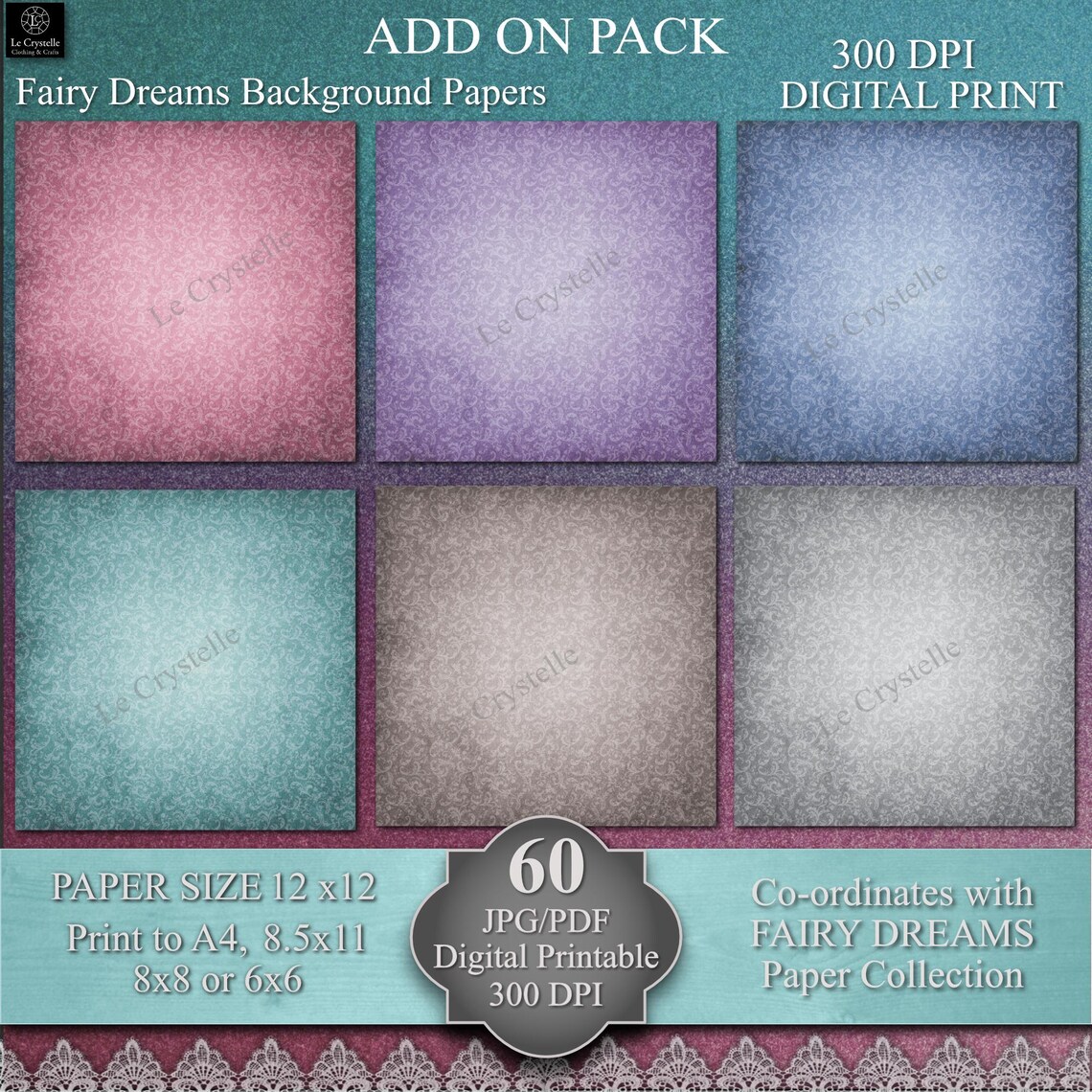 Digital Background Paper Fairy Dreams/12x12/diy Background Paper ...