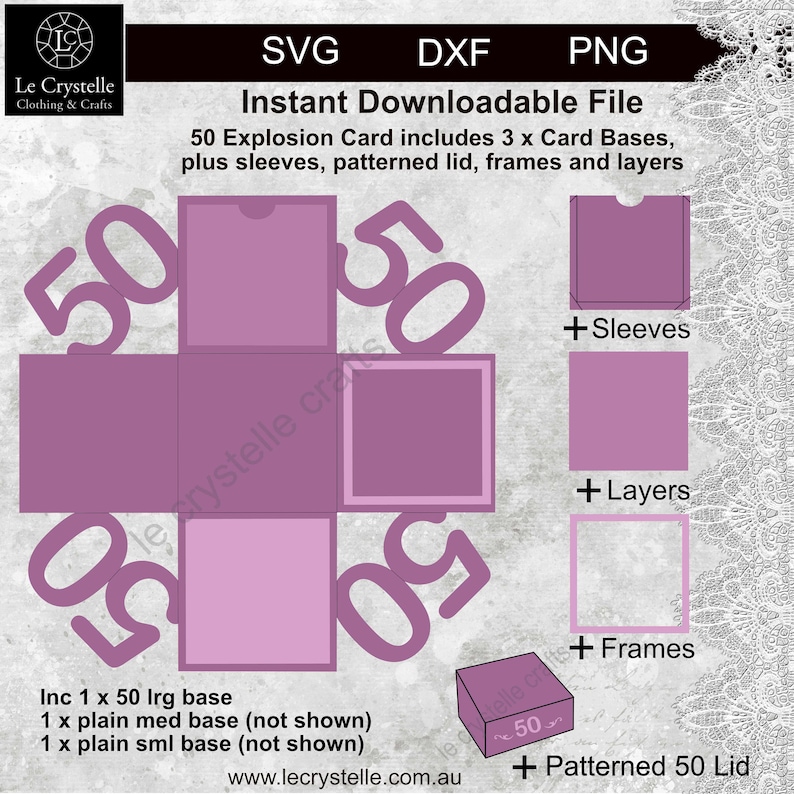 Explosion Box 50th /birthday Card Cut File/exploding Card Template/svg ...