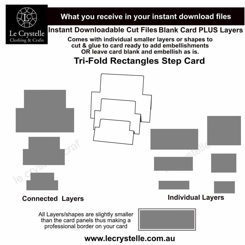SVG Cut File Card/trifold Rectangles Step Card/step Card Template/svg ...