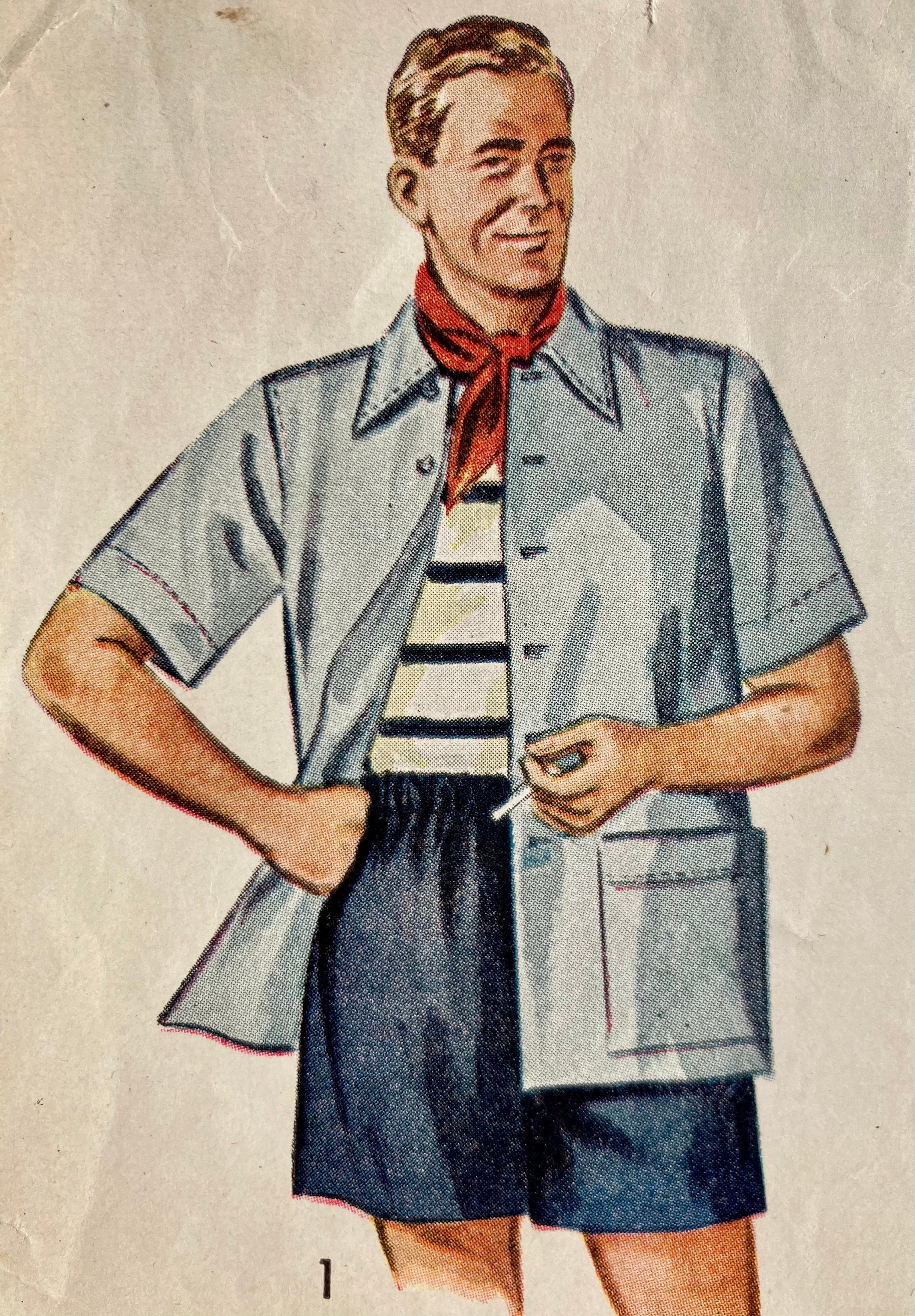 Vintage 1950 Mens Shirt & Swim Shorts Pattern - Etsy