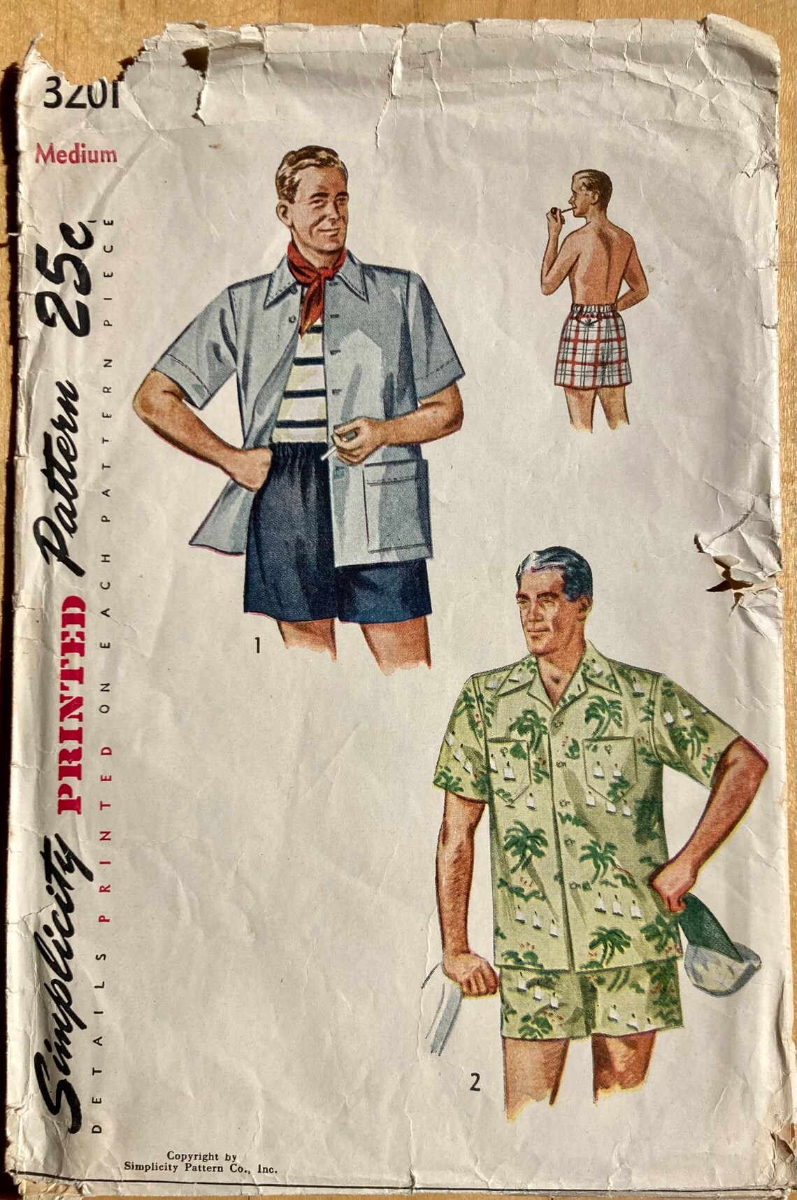 Vintage 1950 Mens Shirt & Swim Shorts Pattern - Etsy