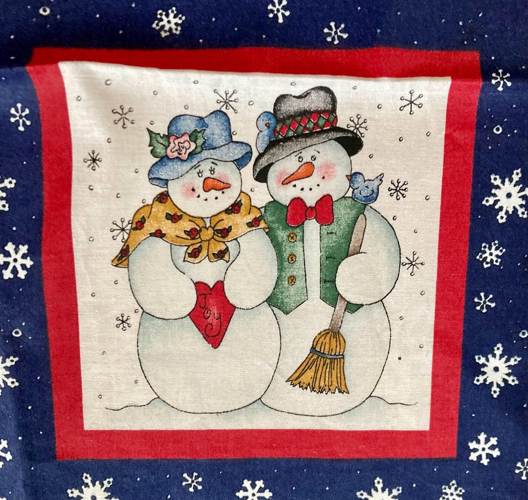 Vintage Cotton Fabric Snowman Panels - Etsy