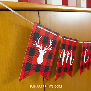 Printable Buffalo Plaid Merry Banner for Christmas - Etsy