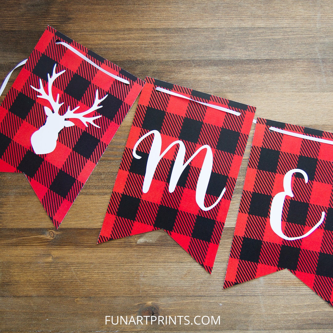 Printable Buffalo Plaid Merry Banner for Christmas - Etsy